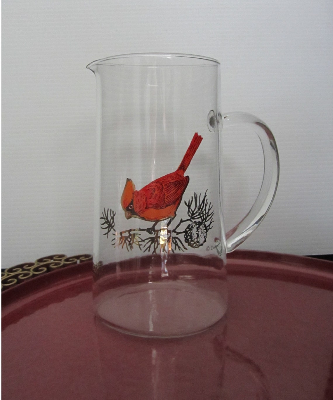 44-oz Drink Pitcher With Cardinal by Couroc of Monterey - Etsy