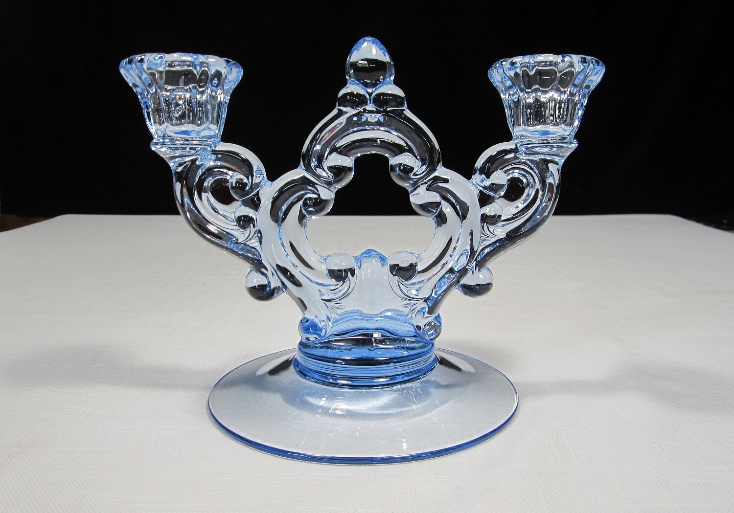 Cambridge Glass 2-light Candlestick Holder Moonlight Blue - Etsy India