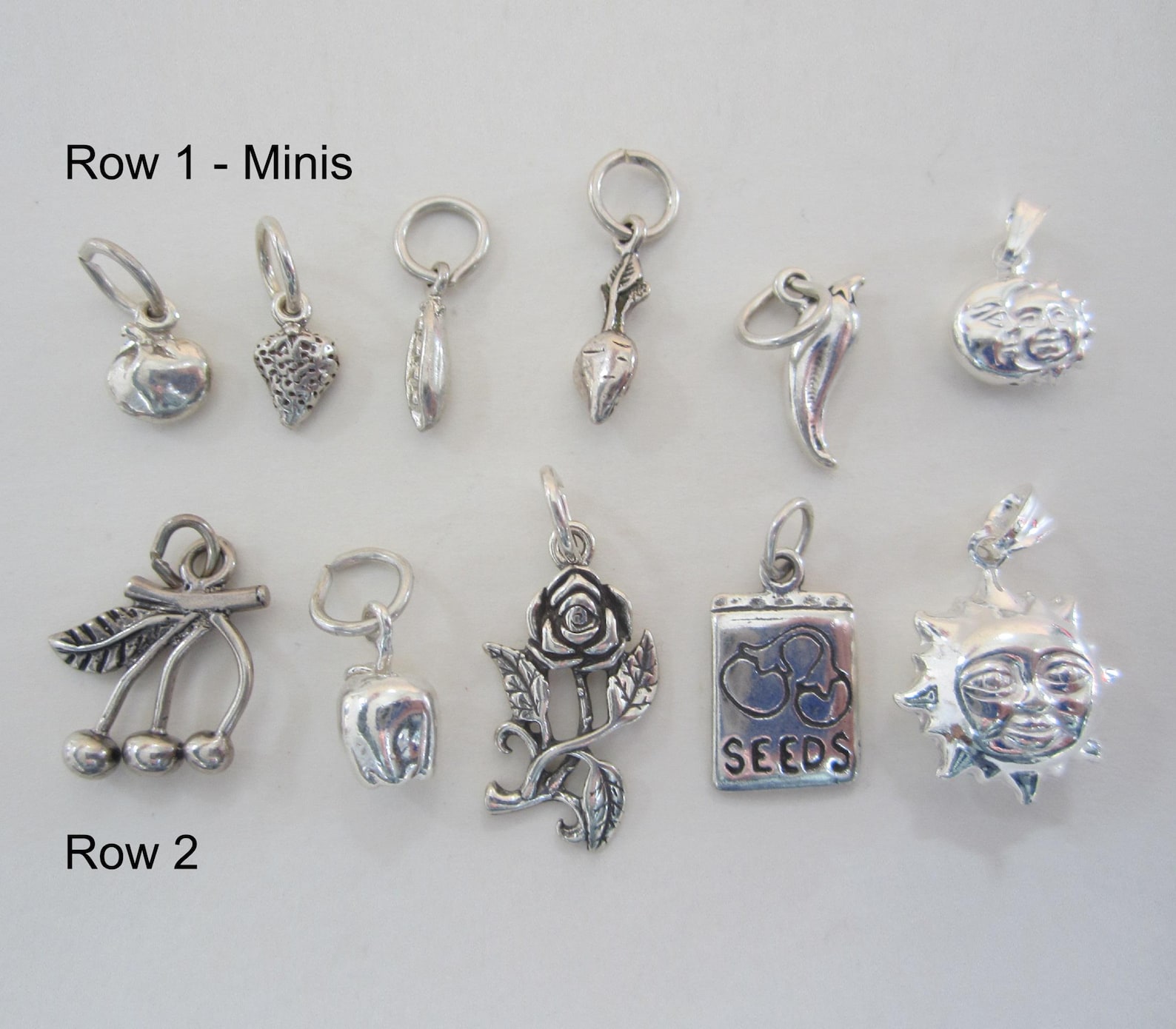 Vintage Sterling Silver Gardening Charms: Tomato, Rose, Seed Packet - Etsy