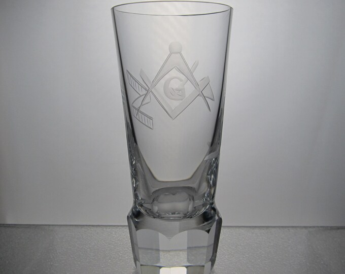 Masonic Firing Glass Engraved Crystal • Antique Heavy Ceremonial Goblet ...