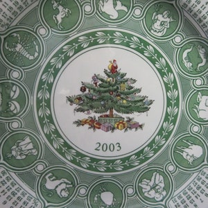 2003 Spode "christmas Tree" Calendar Plate • Vintage Green and White ...