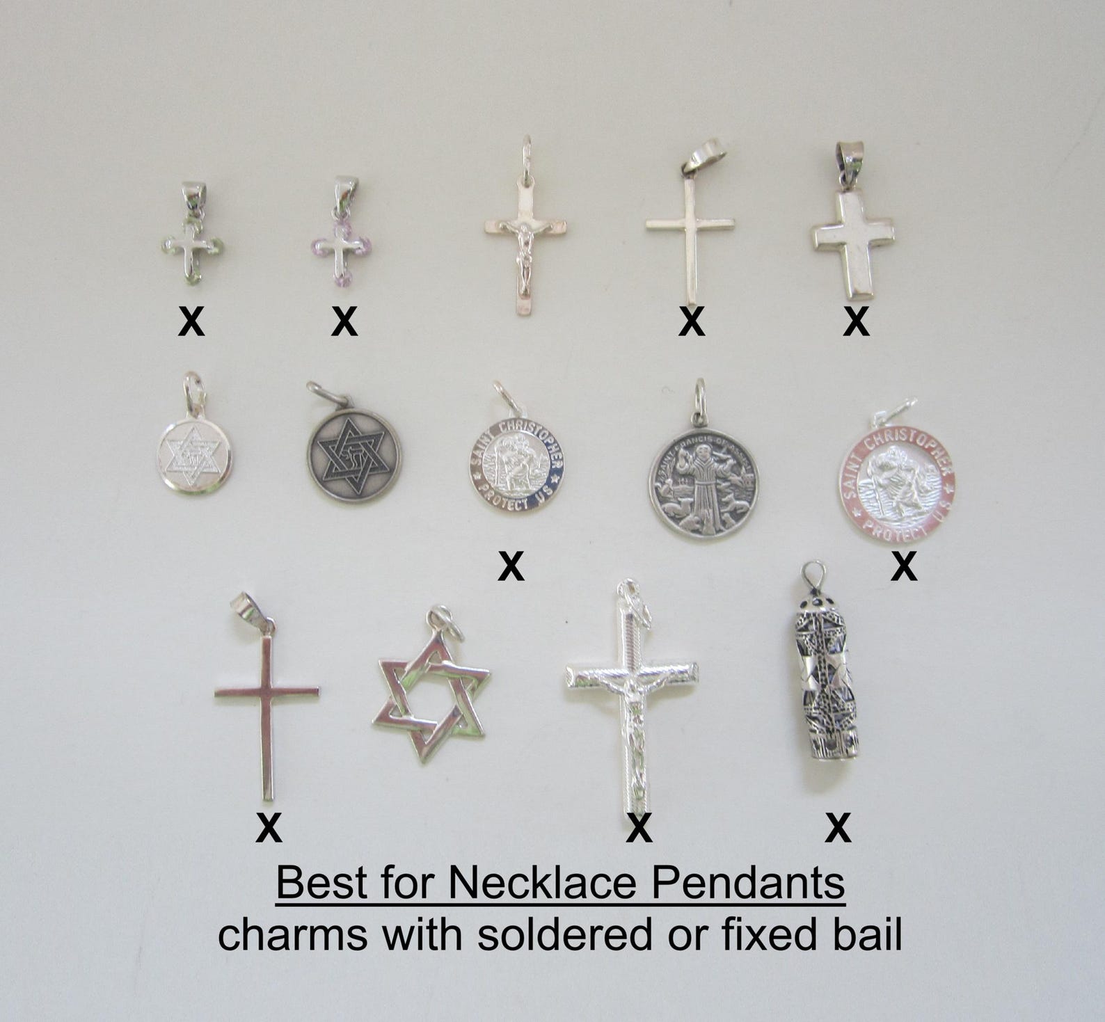 Vintage Sterling Silver Religious Charms: Cross, Star of David, Saints ...
