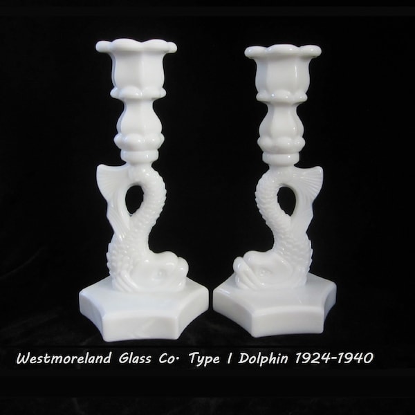 Milk Glass Dolphin Candlesticks - Etsy
