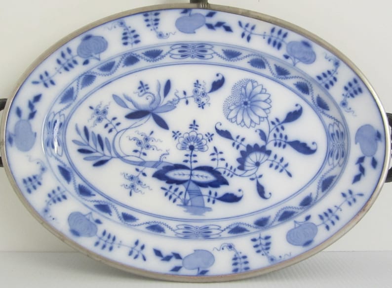 WMF Blue Onion Warming Platter, 16-inch Mounted Silver • Vintage 1920s ...