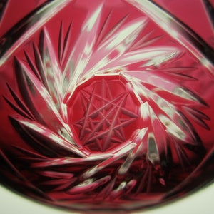 6 1/2 Oz Bohemian Hock Wine Goblet, Cranberry Rose Red Cut-to-clear ...