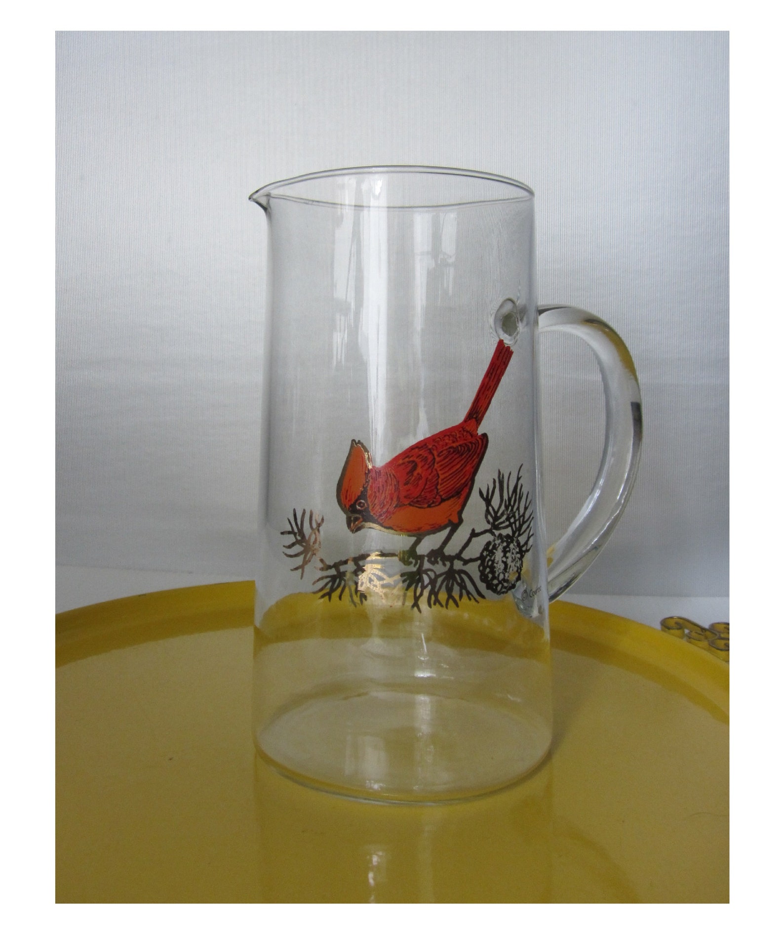 44-oz Drink Pitcher With Cardinal by Couroc of Monterey - Etsy