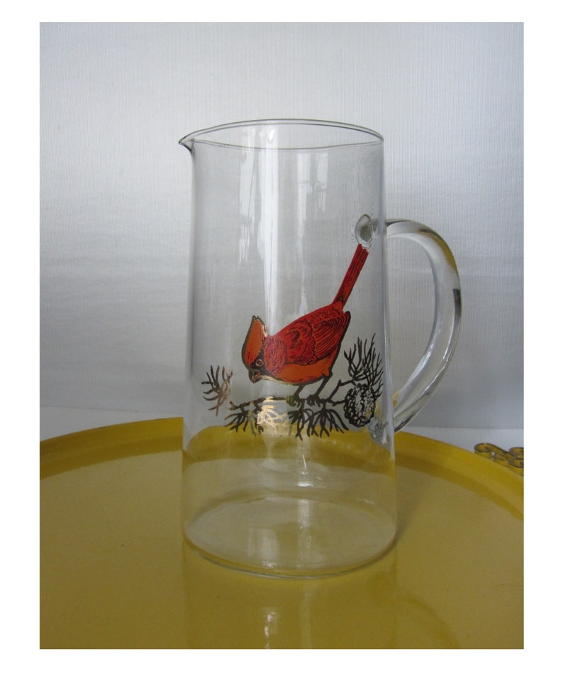 44-oz Drink Pitcher With Cardinal by Couroc of Monterey - Etsy