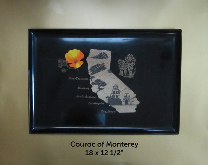 18x12 Couroc Tray California Map Coastal Cities Collectible Salesman ...