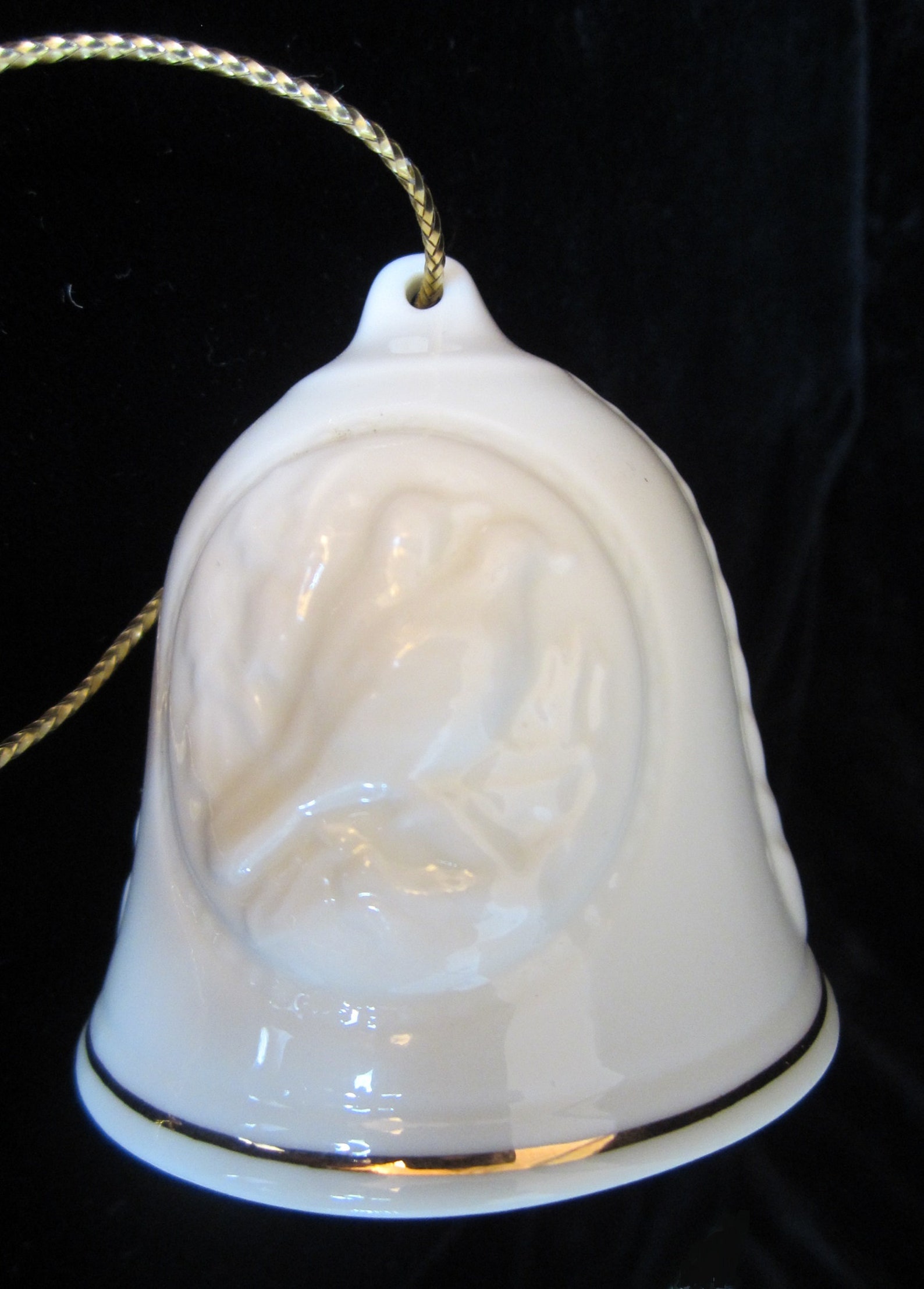 Irish Belleek Christmas Bell Ornament, Two Turtle Doves, 1990 Gold Trim ...