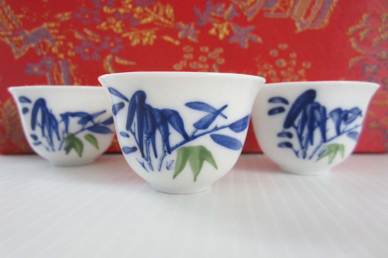 10-pc Miniature Chinese Tea Set in Red Brocade Box Vintage | Etsy