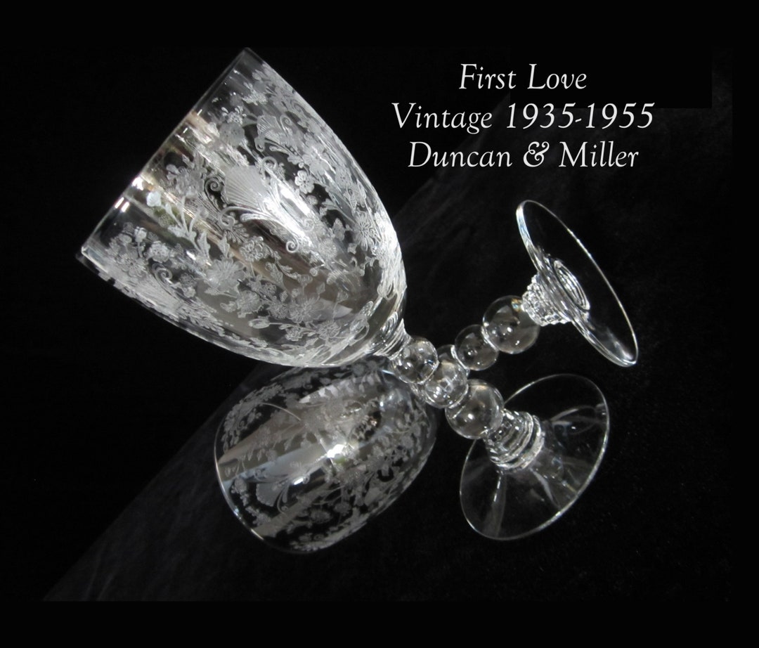 Vintage Duncan & Miller Water Goblet: First Love Floral Etch, 1935 ...