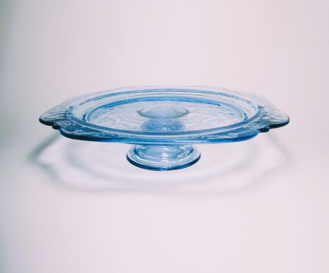Vintage Indiana Glass Cake Stand: Blue Recollection Pattern, 10.25" - Etsy