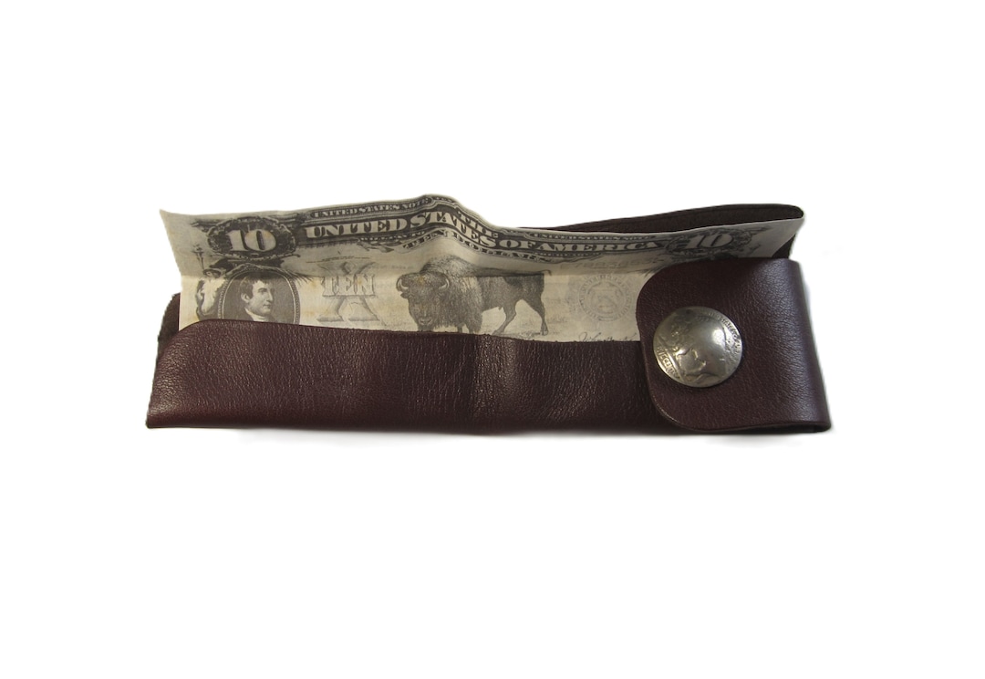 Vintage Bison Leather Travel Wallet Buffalo Bill-fold American Hand ...