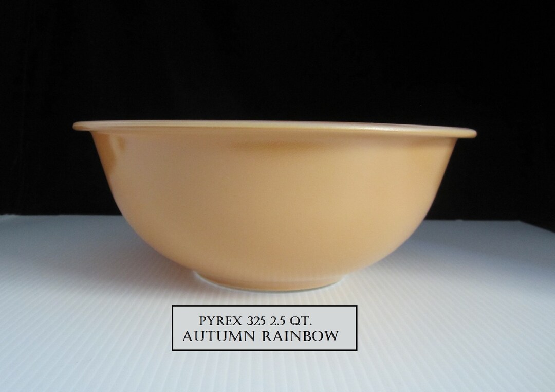 Pyrex 325 Autumn Rainbow Mixing Bowl Clear Bottom • 2.5 Qt Round Rim ...
