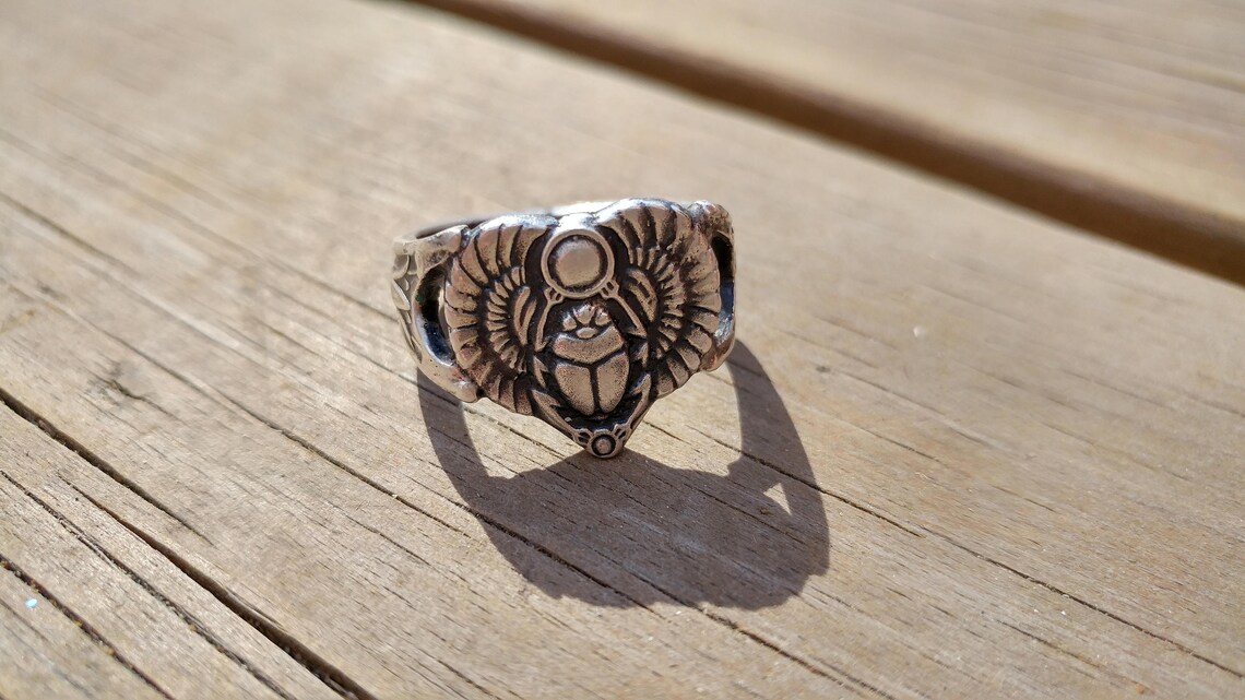 Beetle Ring Scarab Ring in Sterling Silver Egyptian Scarab - Etsy