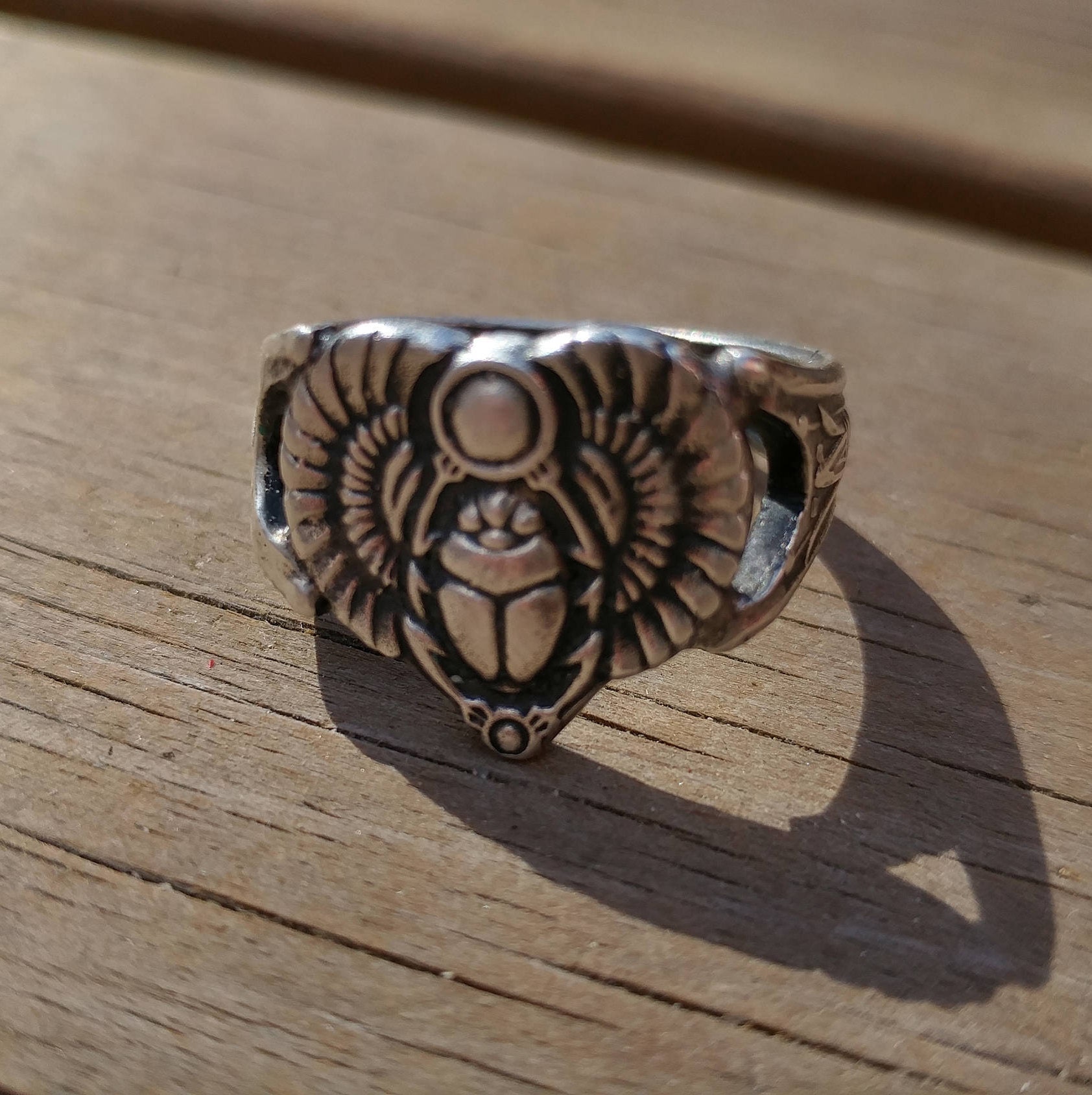 Beetle ring scarab ring in sterling silver egyptian scarab | Etsy