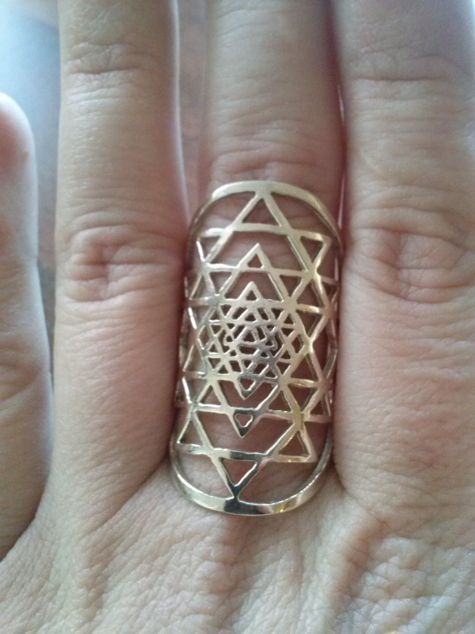 Sri Yantra Ring in Solid Bronze Sacred Geometry Sri Yantra - Etsy