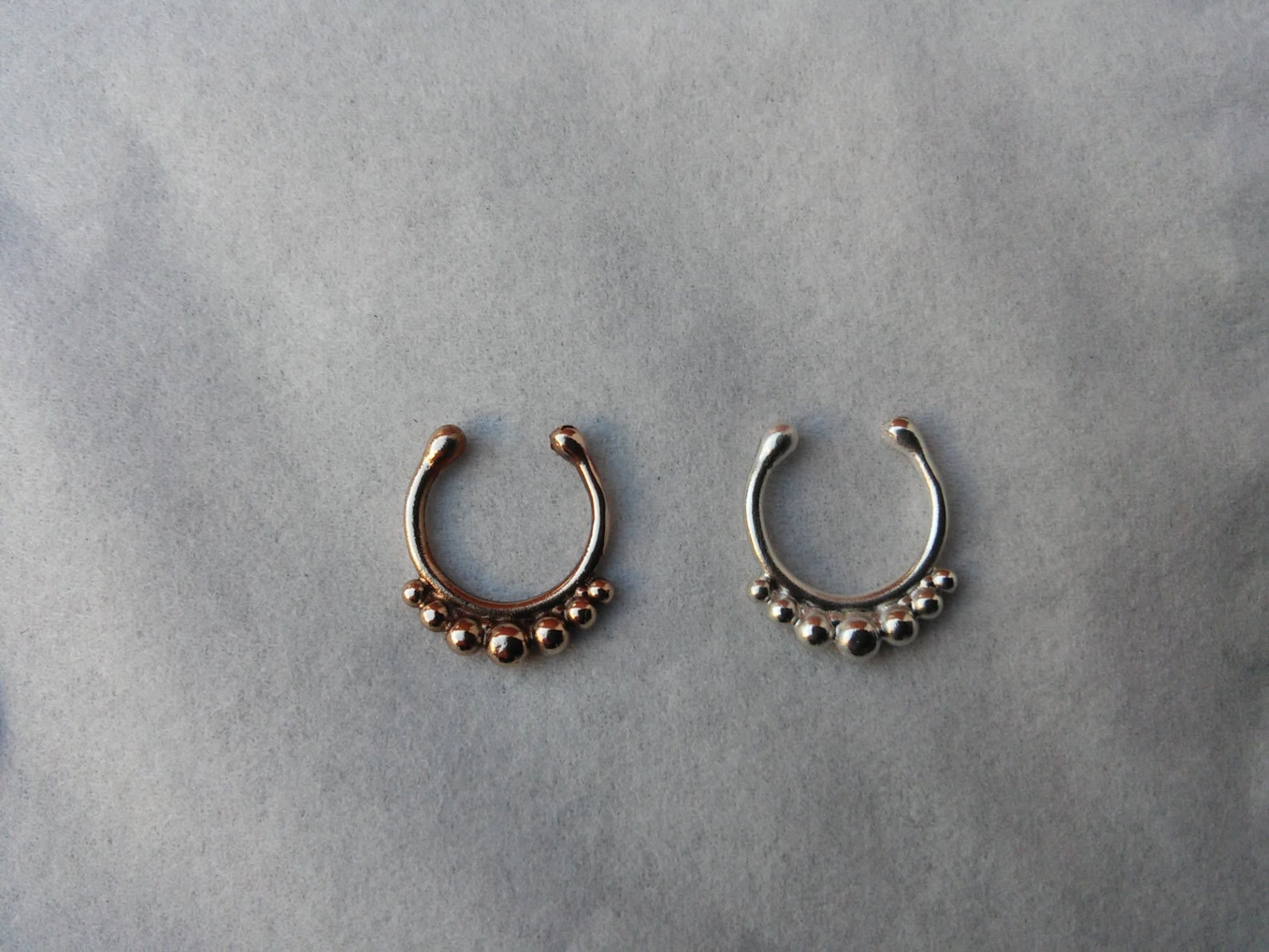 Faux Septum Ring - Sterling Silver or Bronze - Tribal Jewelry - Fake ...