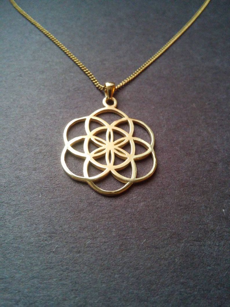 Seed of Life Pendant in Solid Gold 10k or 14k - Sacred Geometry ...