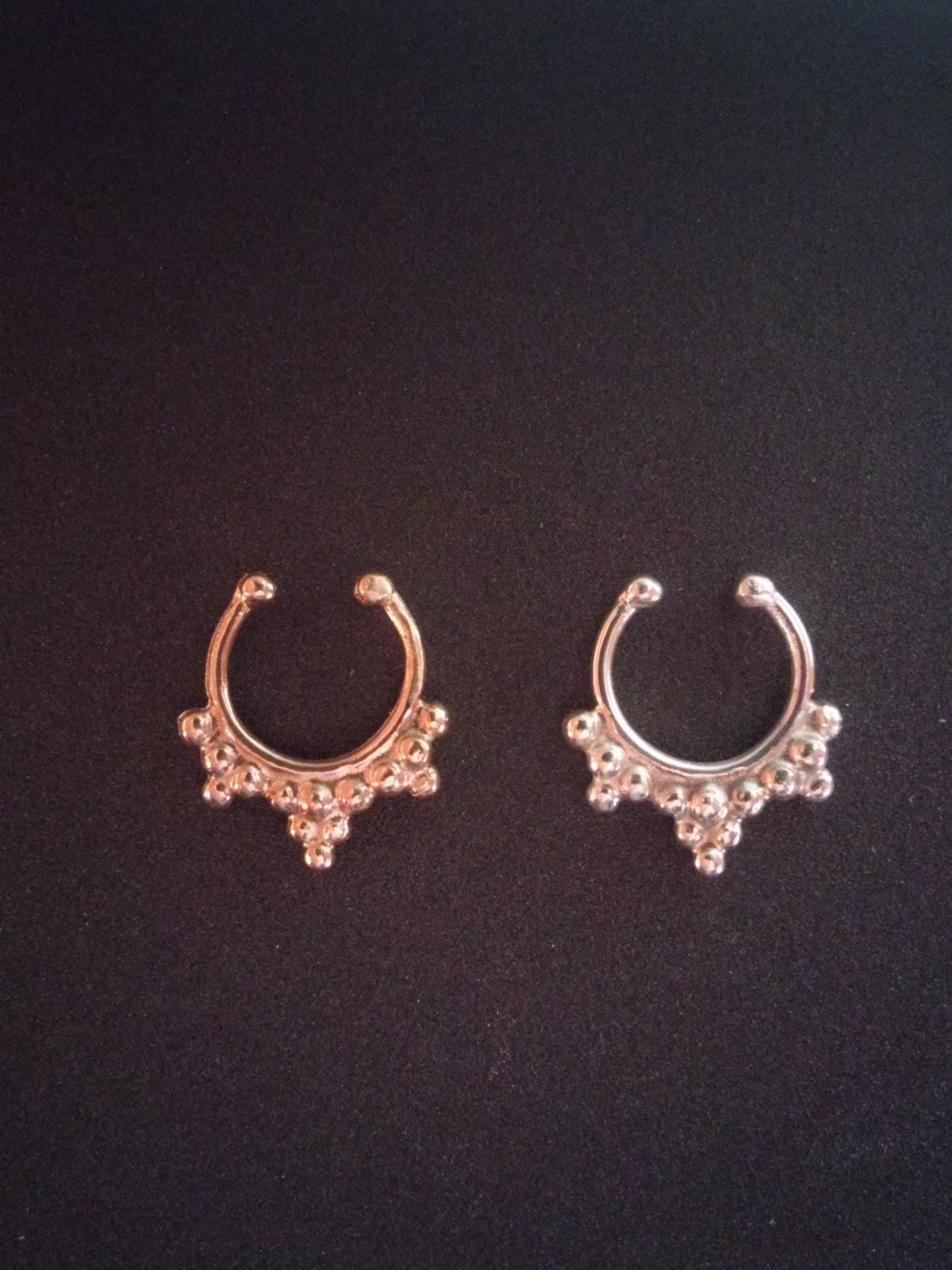Faux Septum Ring in Solid Sterling Silver or Bronze - Tribal Jewelry ...