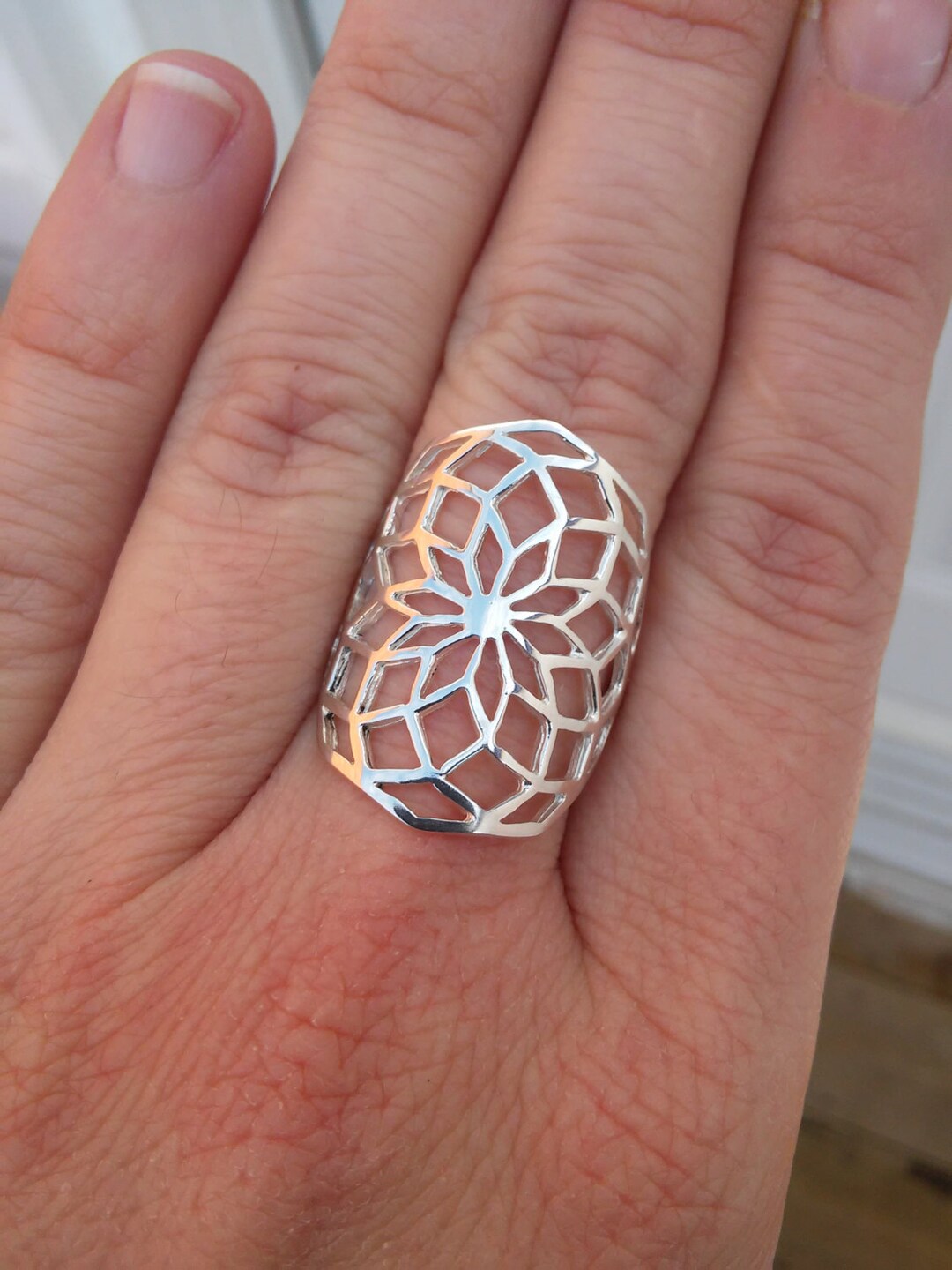 Flower of Life Ring - Star of Life Ring in Solid Sterling Silver ...