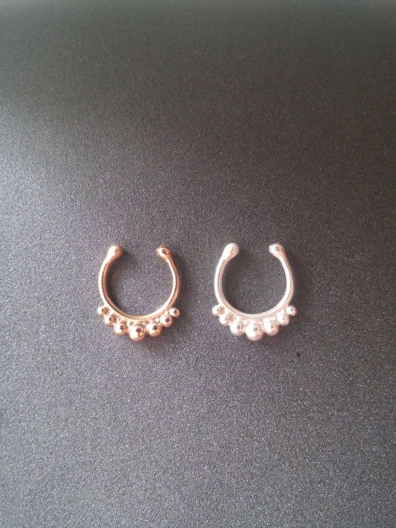 Faux Septum Ring - Sterling Silver or Bronze - Tribal Jewelry - Fake ...