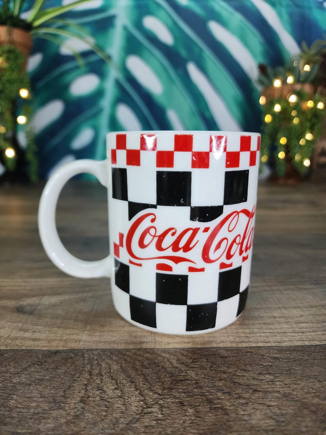 Coca-cola Mug, Vintage Checkerboard Coca Cola Coffee Cup, Diner Style ...