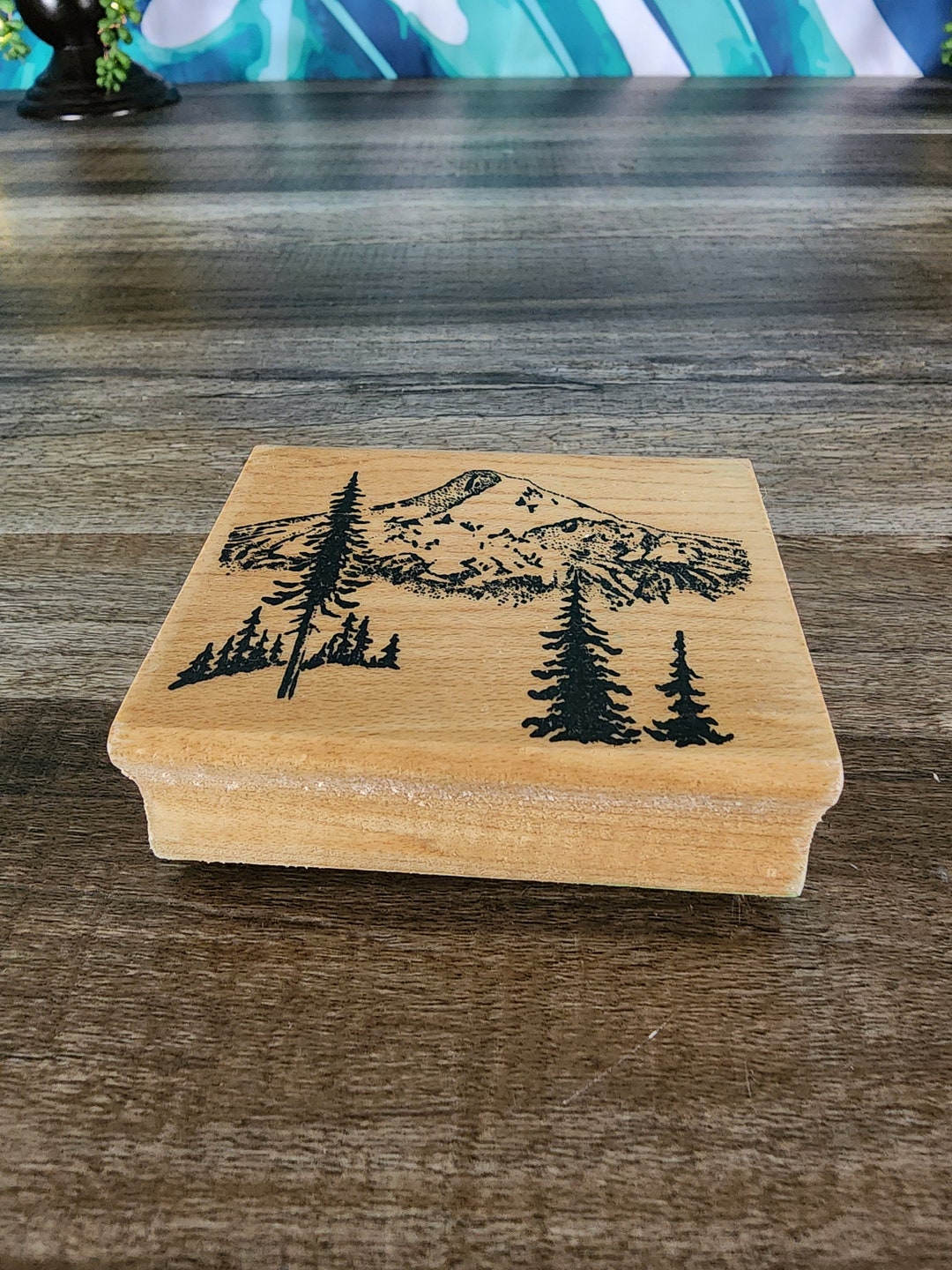 Vintage Mountain Scene Rubber Stamp - Sweet Home Oregon Embossing Arts ...
