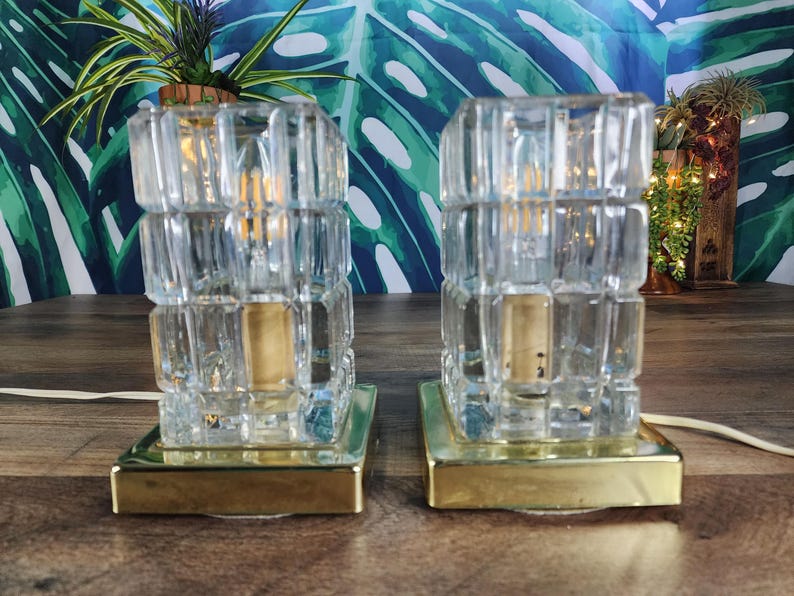 Gilbert Rohde Crystal Block Lamps, Set of 2, RARE! - Etsy