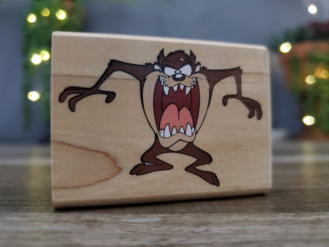 TAZ Stamp Block Looney Tunes Cartoon Rubber Stampede Wood & - Etsy ...