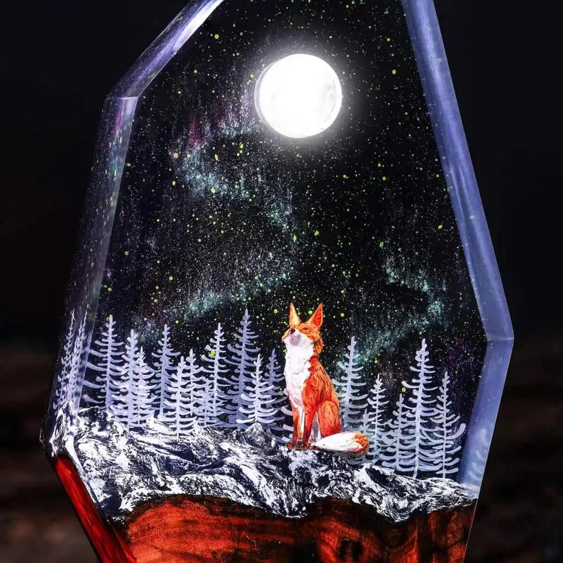 Aurora Borealis Lamp Fox Northern Lights Lamp Alaska Decor Northern ...