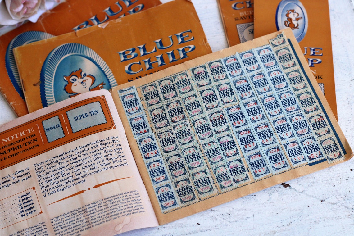 Vintage 1960s Blue Chip Savings Stamps Books / Super Ten | Etsy