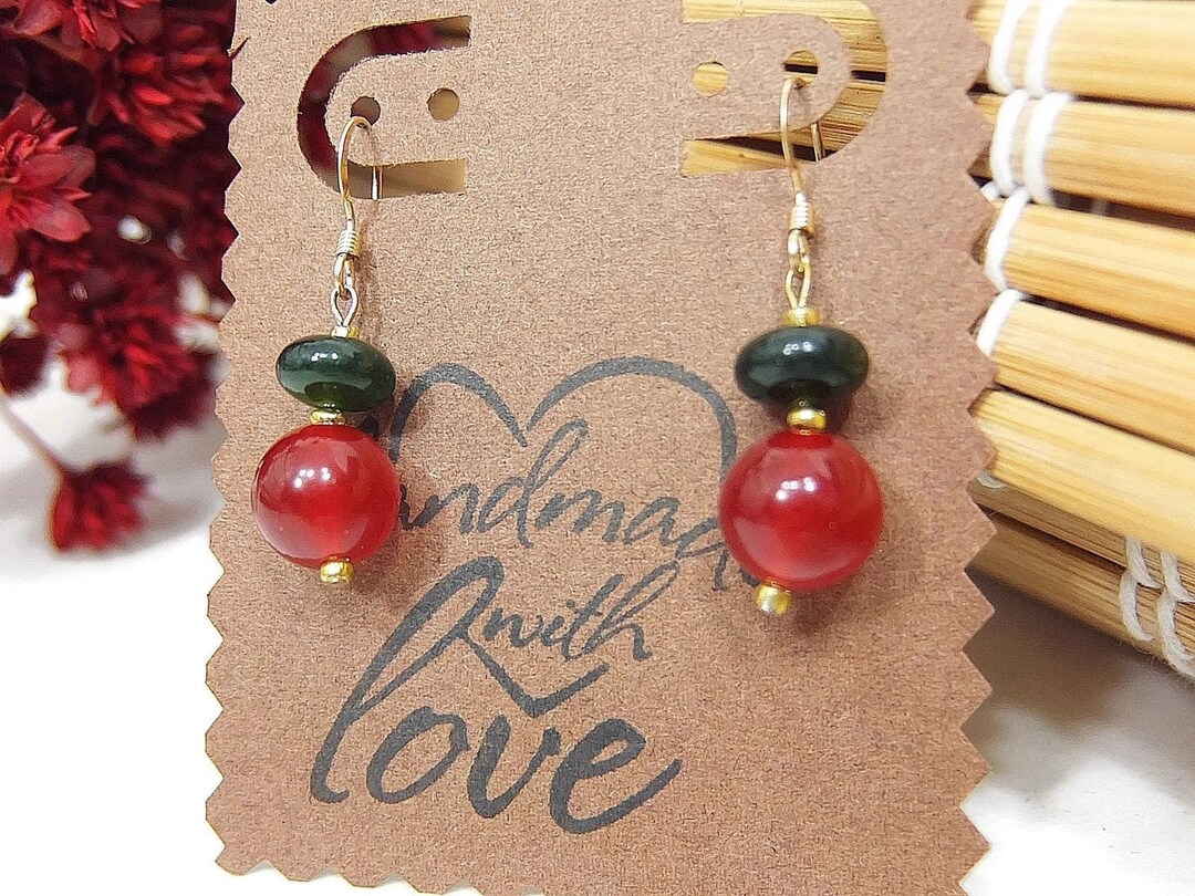 Handgefertigte 14K Gold Filled Ohrringe: Smaragd & Rubin French Hook ...