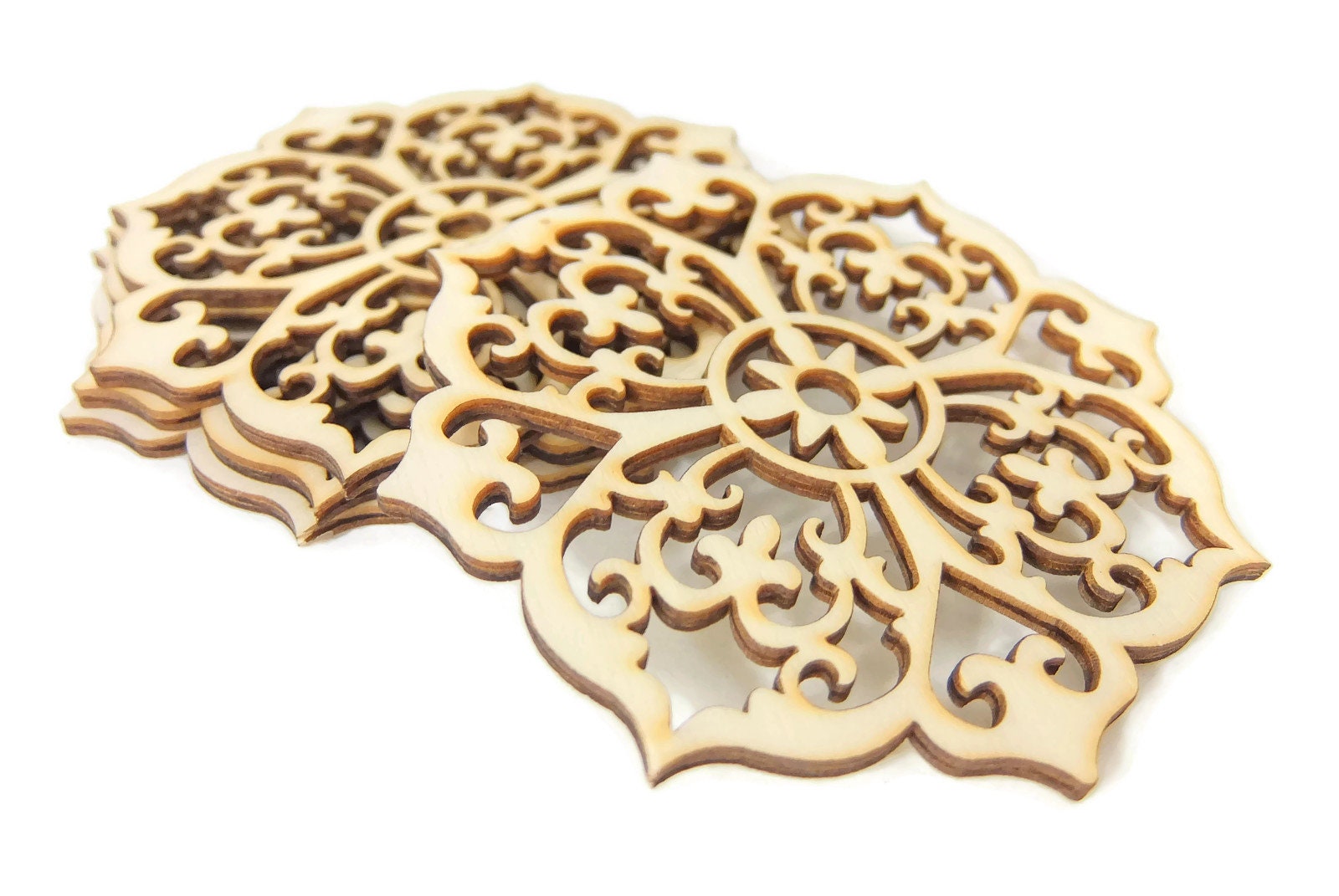 4 Moroccan Tile Design Laser Cut Unfinished Wood Shapes Craft - Etsy