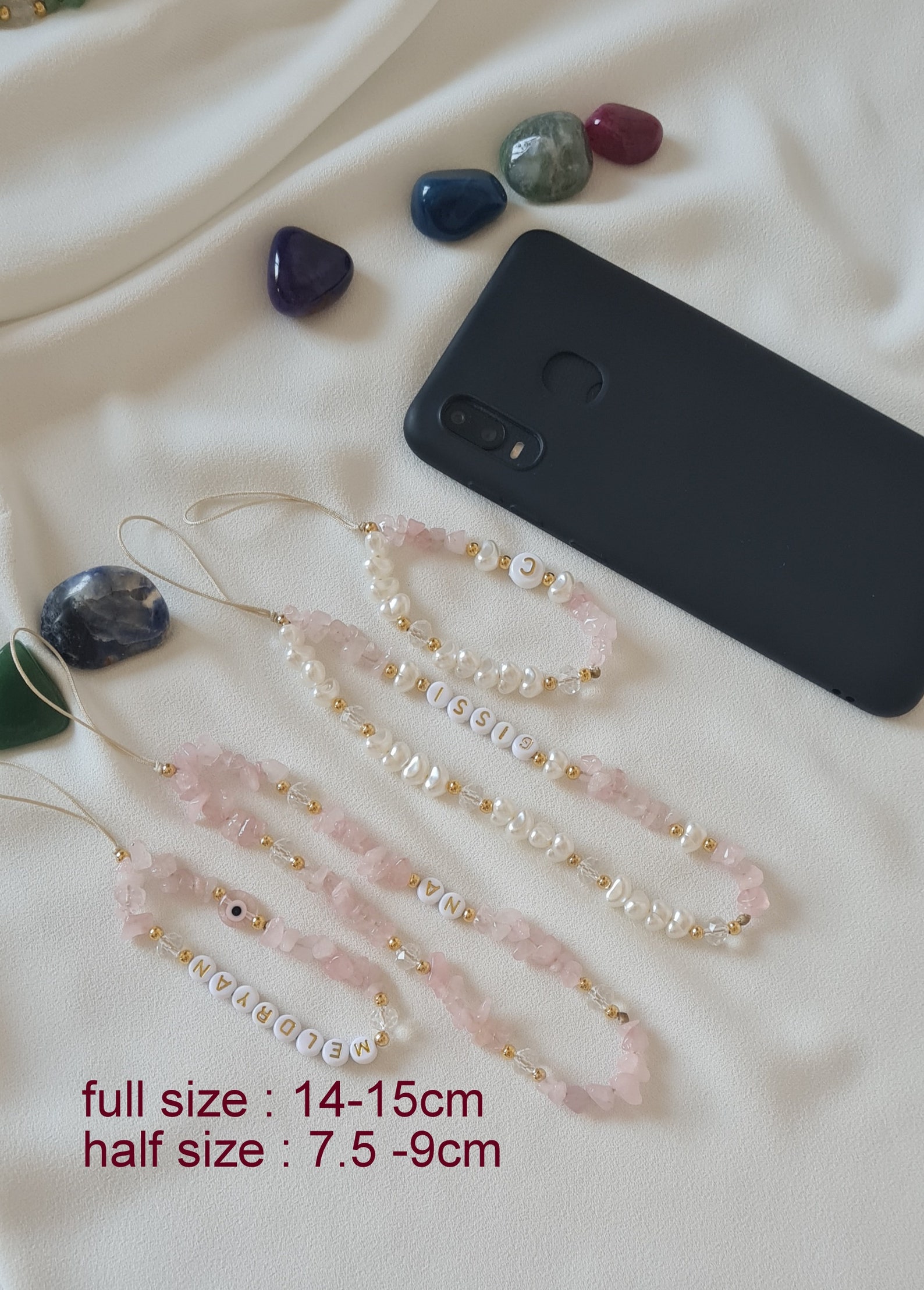 Opalite Phone Strap,healing Crystal Phone Chain,pearl Beaded Phone ...