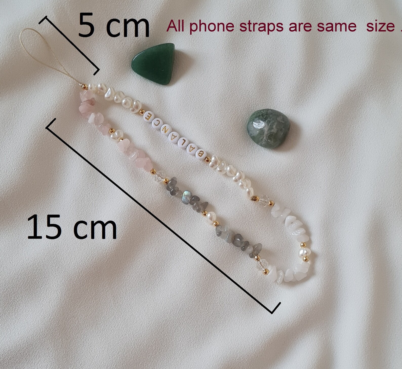 Opalite Phone Strap,healing Crystal Phone Chain,pearl Beaded Phone ...