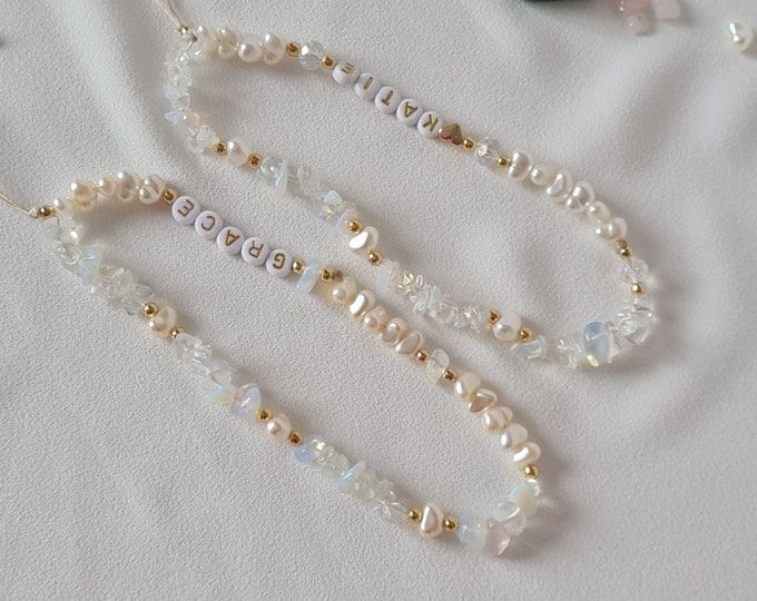 Cherry Quartz Phone Straphealing Crystal Phone Chainpearl - Etsy