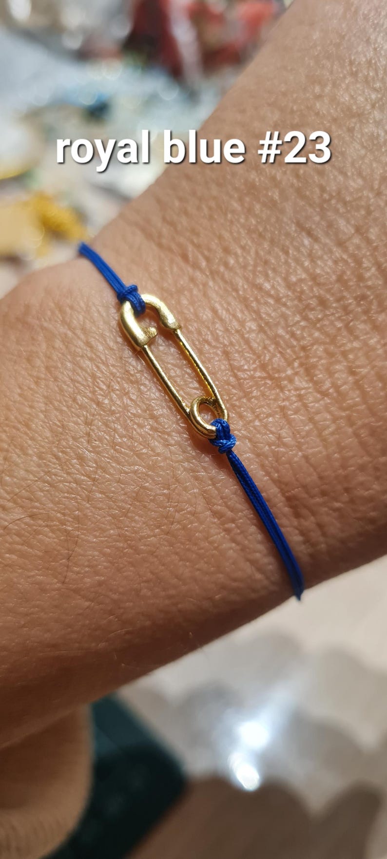 Gold Safety Pin Bracelet, Adjustable String Bracelet - Etsy