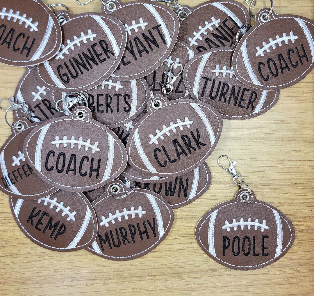 Football / Custom Name Bag Tag / Embroidered Sport Bag Label - Etsy
