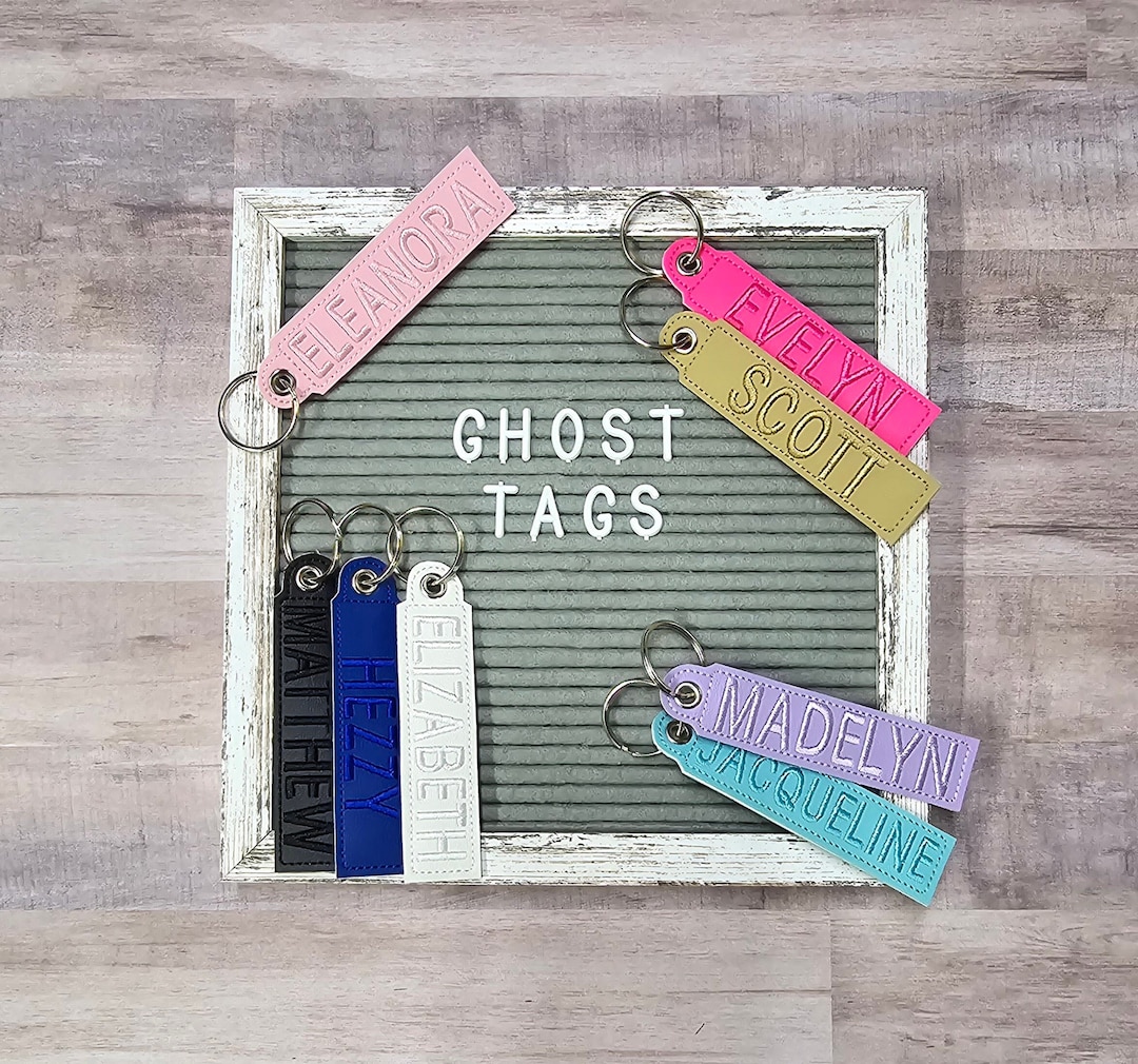 Embroidered Vinyl Leatherette Keychain Tag: Personalized Bag Label - Etsy