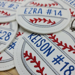 Baseball / Custom Name Bag Tag / Embroidered Sport Bag Label - Etsy