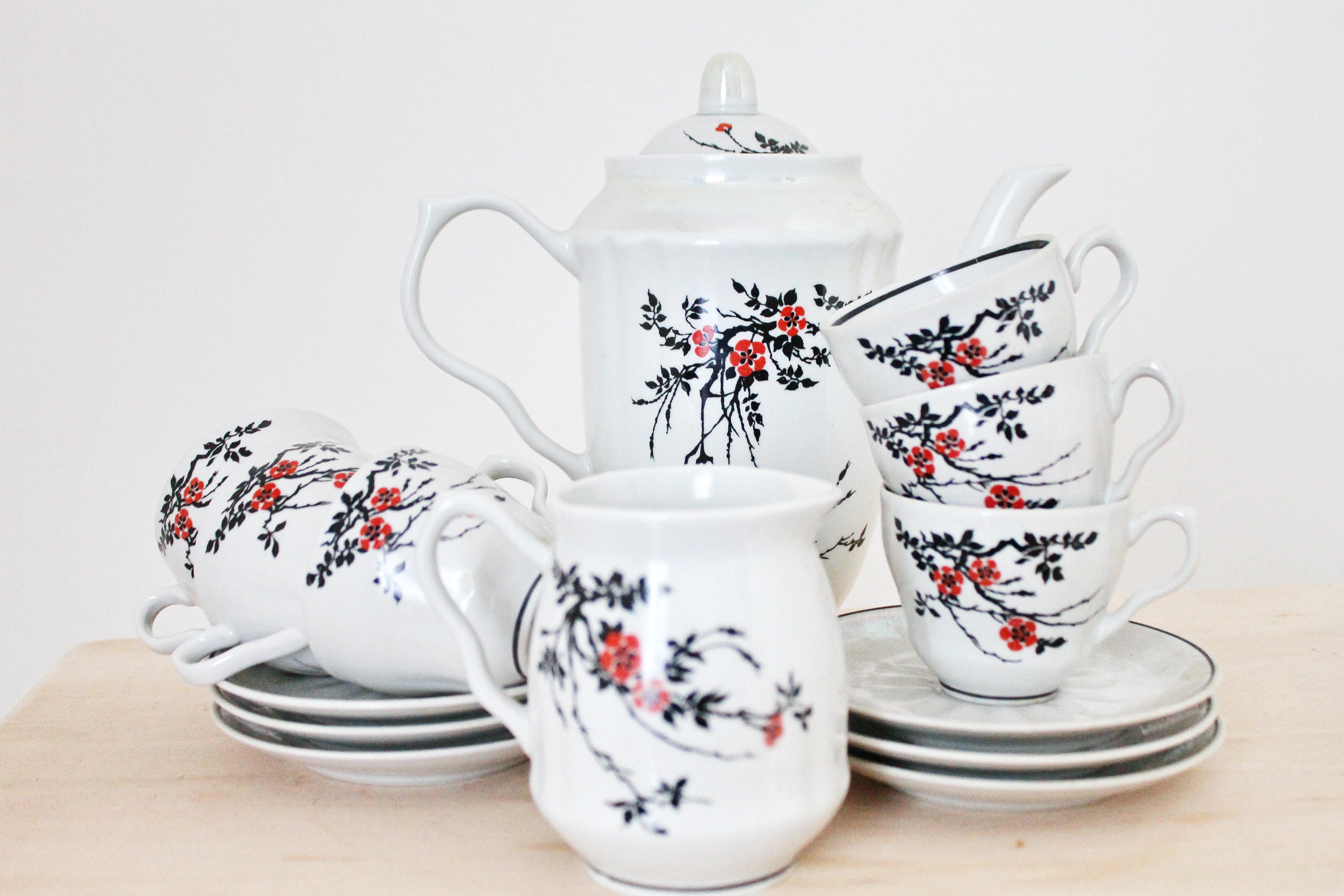 Lovely Rare Soviet Vintage Tea Set, Soviet Porcelain Service, Vintage Porcelain Set Baranivka ...