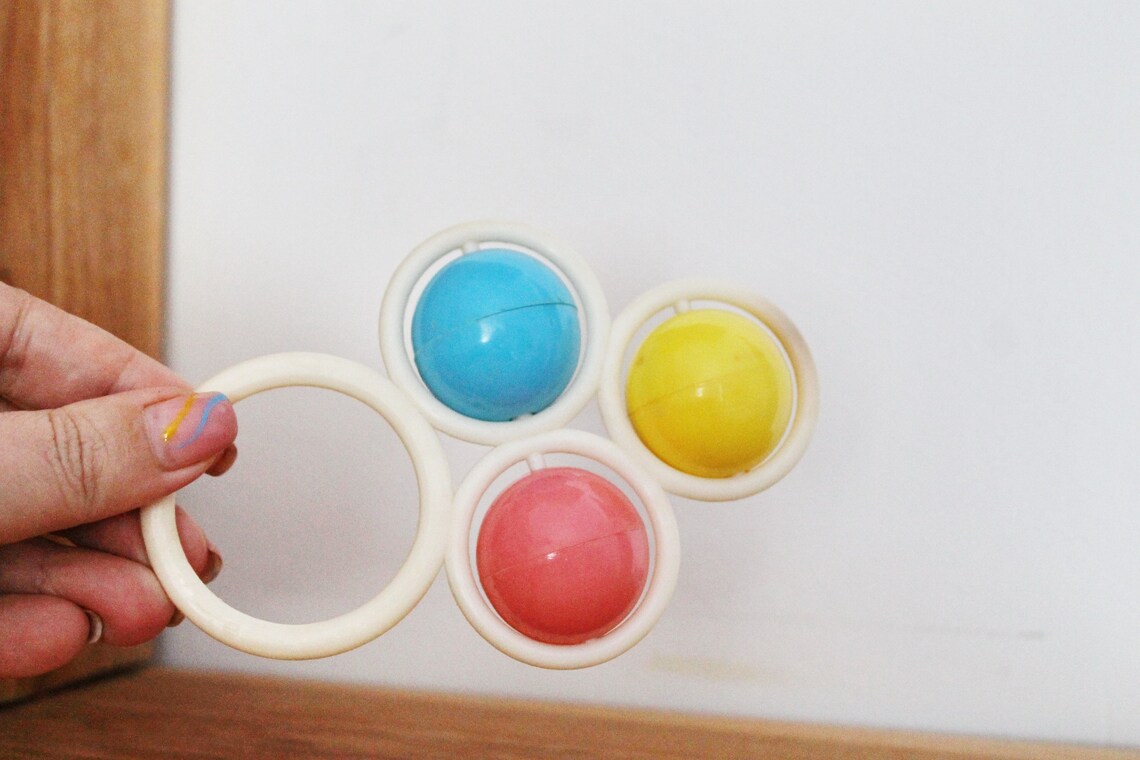 Soviet Vintage Baby Rattle 5 Inches With Three Bubbles Soviet Toy ...