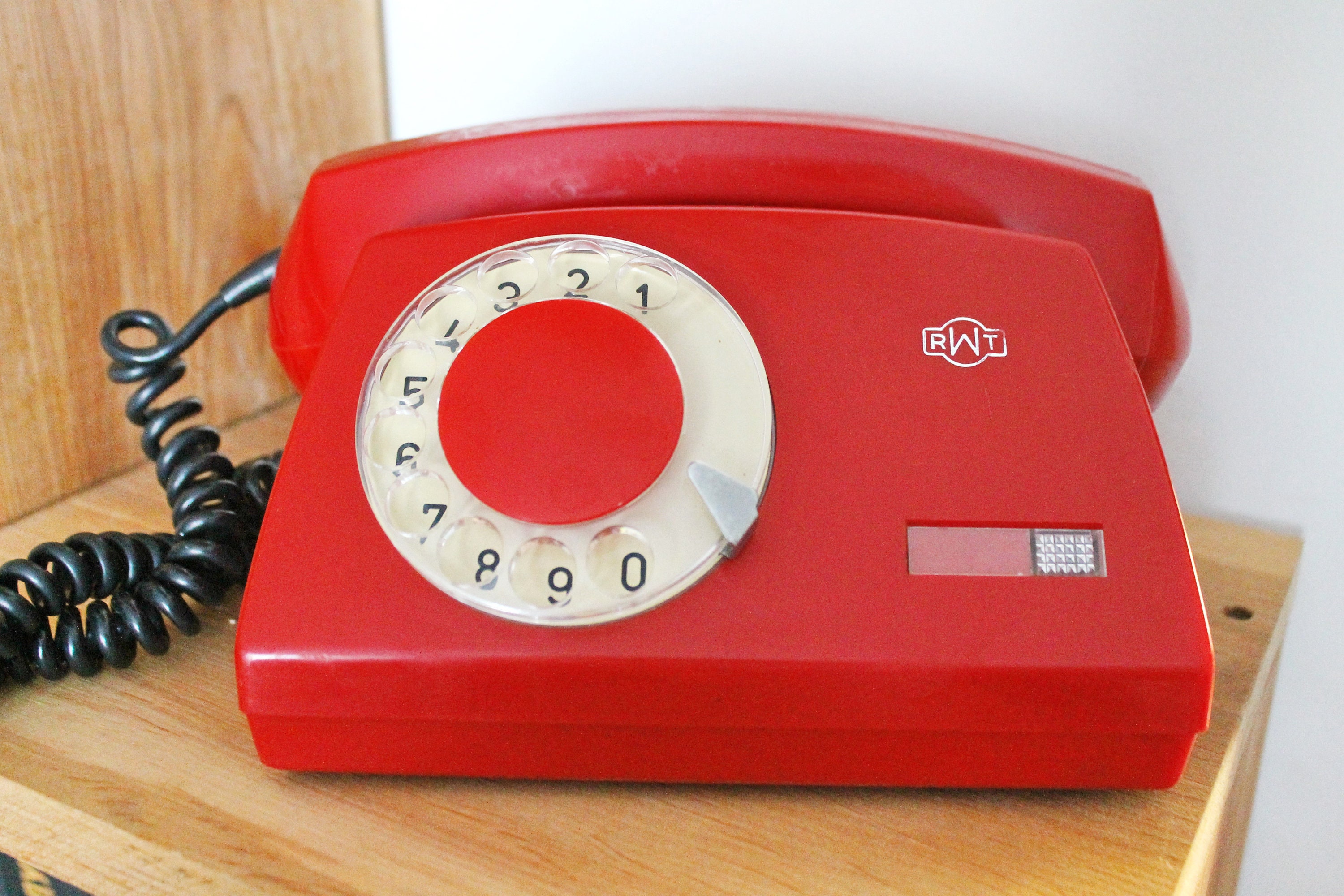 Vintage Soviet Red Rotary Telephone 7.1 Inches Circle Dial Rotary Phone ...