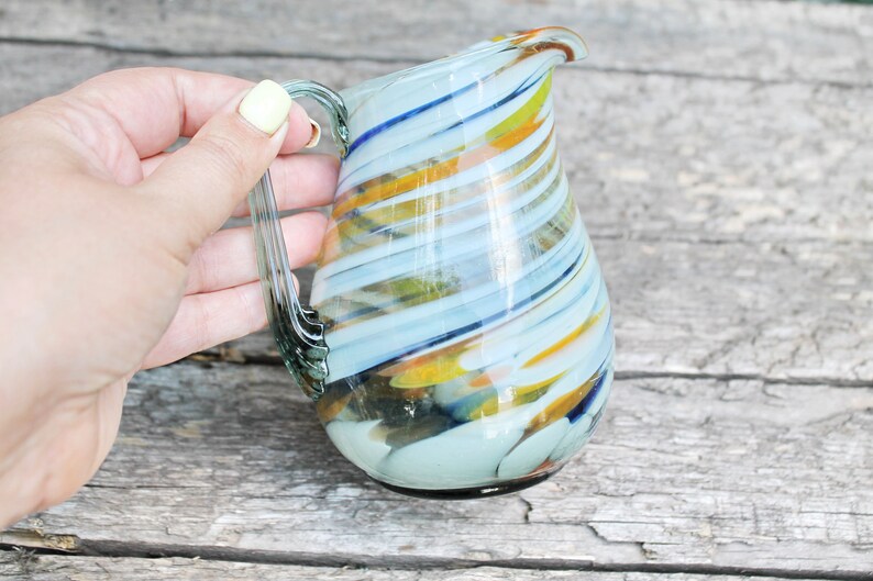 Multi Color Glass Pitcher Vintage Home Decoration Vintage - Etsy