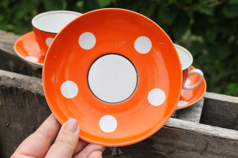 Soviet Polka Dot Vintage Tea-coffee Set of 3 Soviet Porcelain - Etsy