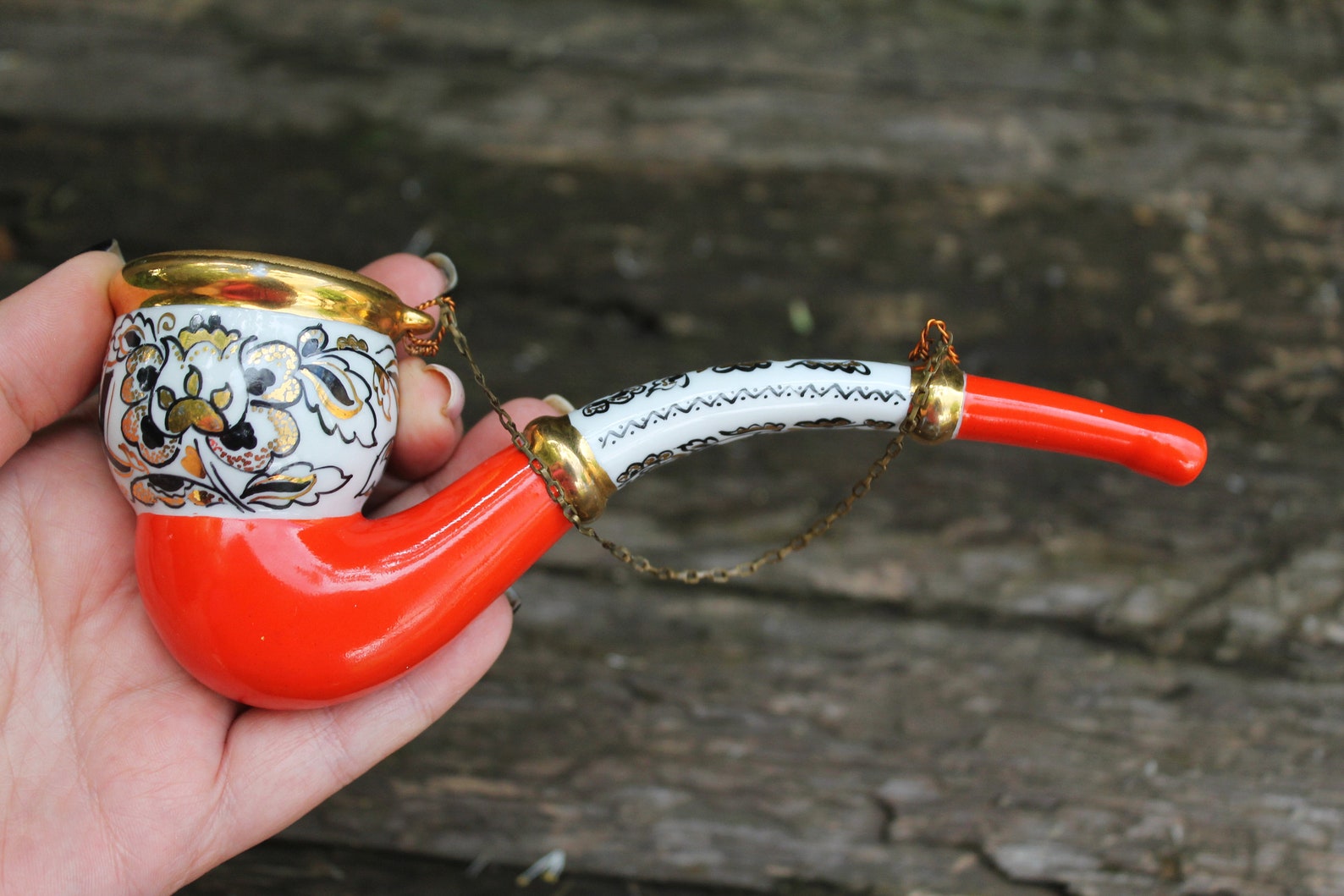 Vintage porcelain decorative smoking pipe Ukrainian style | Etsy