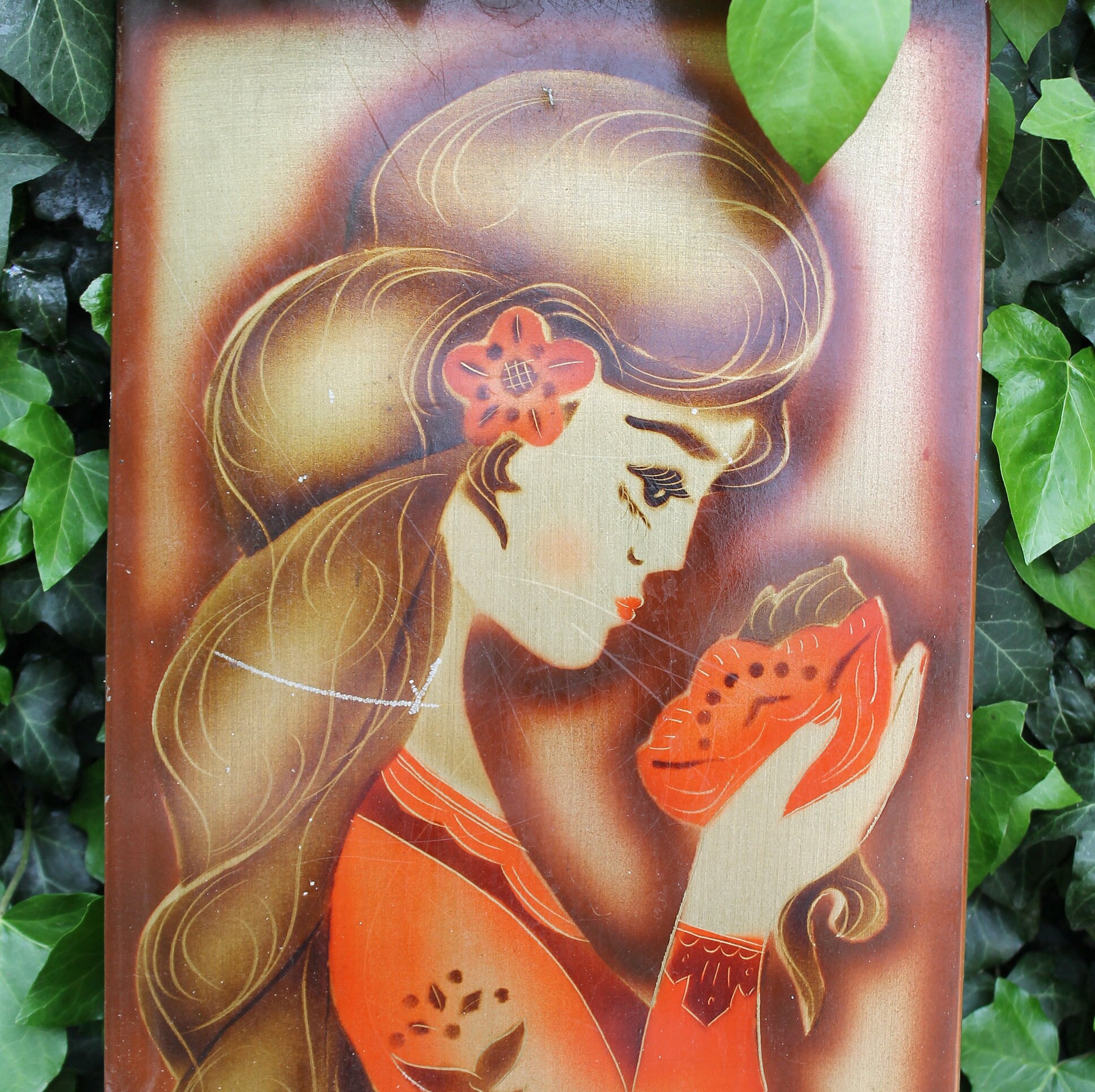 Vintage USSR Wall Decor Picture - Metall Picture - A Girl With the ...