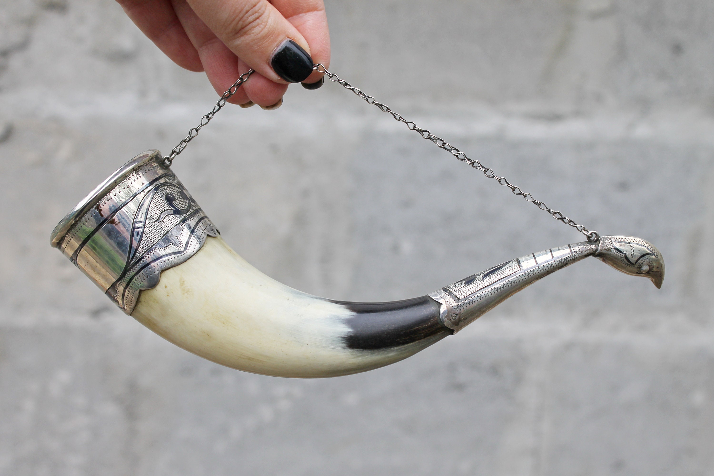 Genuine Cow Horn on the Chain Viking Wild Drinking Horn - Etsy