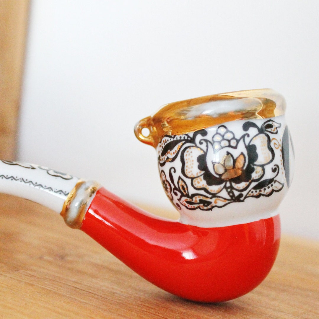 Vintage Porcelain Decorative Smoking Pipe - Ukrainian Style Smoking ...